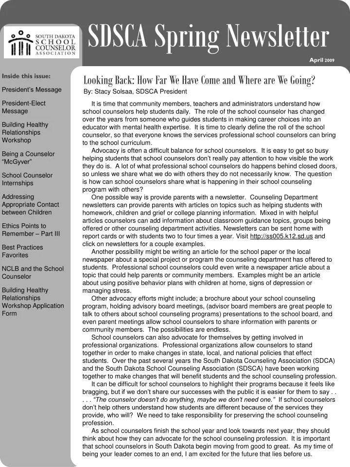 PPT - Inside this issue: President’s Message President-Elect Message ...