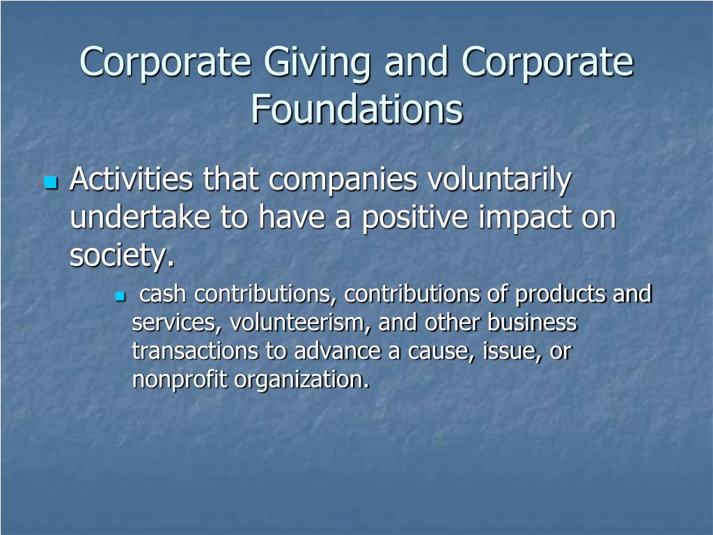 PPT - Organizational Giving: Family Foundations & Corporate Giving ...