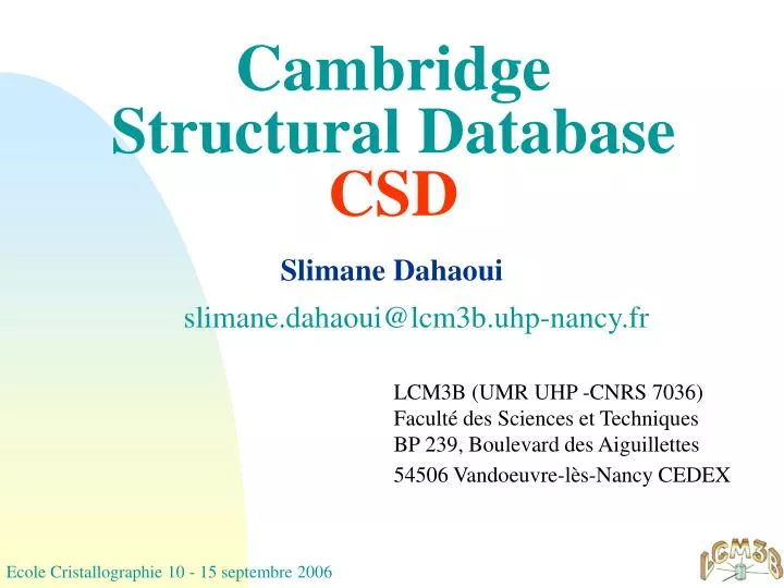 PPT - Cambridge Structural Database CSD PowerPoint Presentation, free ...