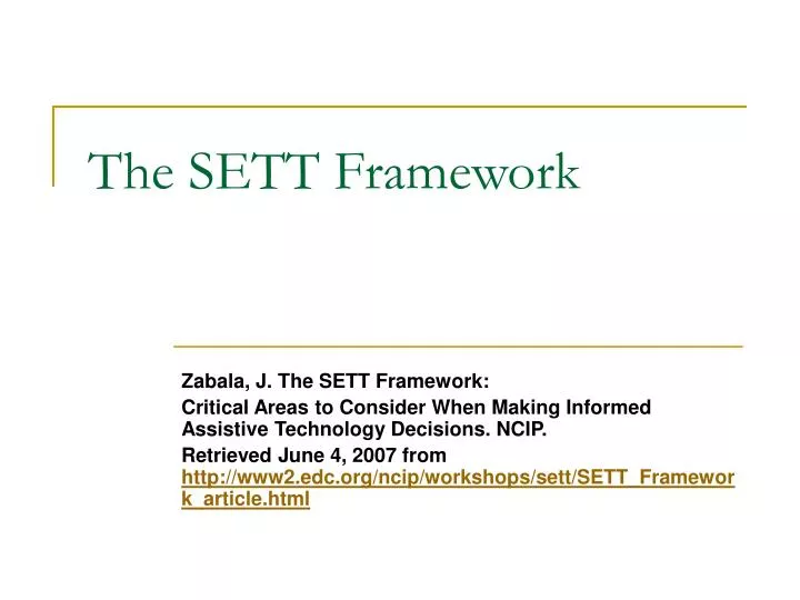 PPT - The SETT Framework PowerPoint Presentation, free download - ID ...