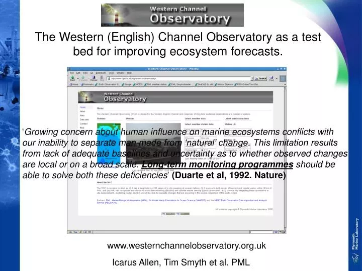 PPT - The Western (English) Channel Observatory as a test bed for ...