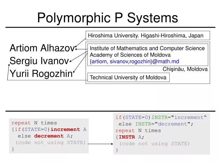 PPT - Polymorphic P Systems PowerPoint Presentation, free download - ID ...