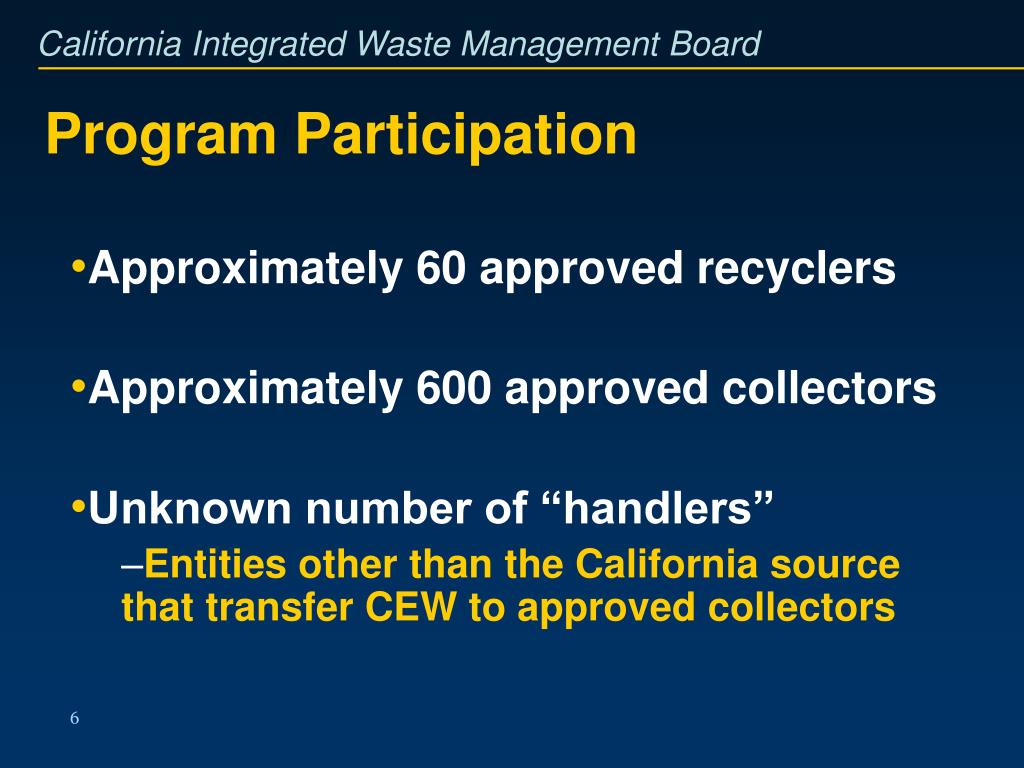 PPT - Update on California’s Covered Electronic Waste (CEW) Recycling ...