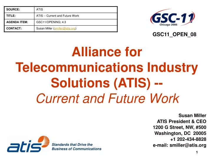 PPT - Alliance for Telecommunications Industry Solutions (ATIS ...