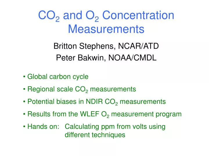 PPT - CO 2 and O 2 Concentration Measurements PowerPoint Presentation ...