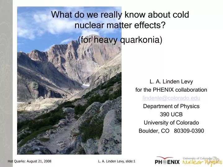 PPT - What do we really know about cold nuclear matter effects ...
