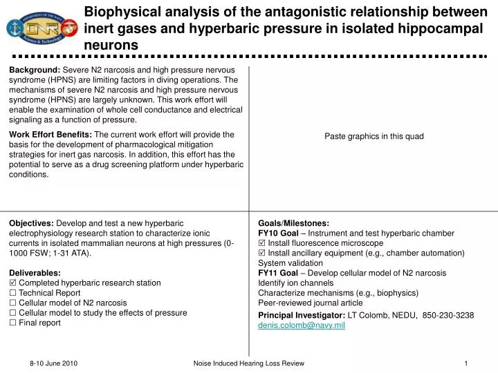 PPT - Goals/Milestones: FY10 Goal – Instrument and test hyperbaric ...