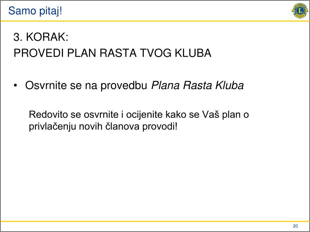 PPT - Priručnik za Pridobivanje Novih Članova Samo pitaj! PowerPoint ...
