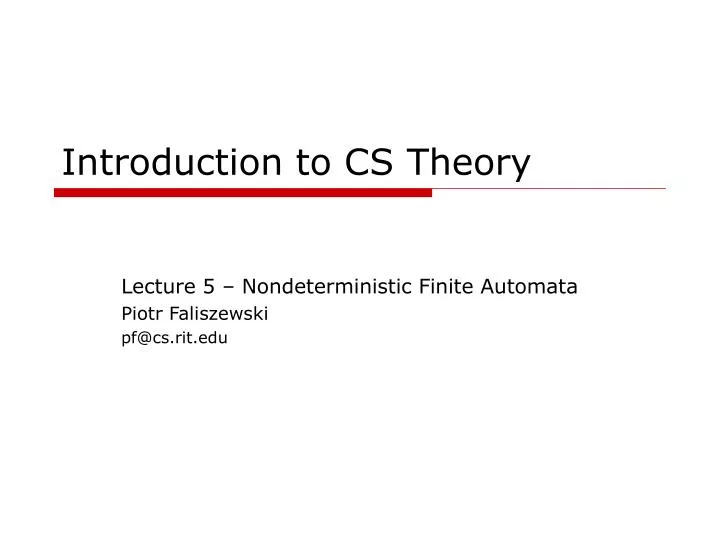 PPT - Introduction to CS Theory PowerPoint Presentation, free download ...