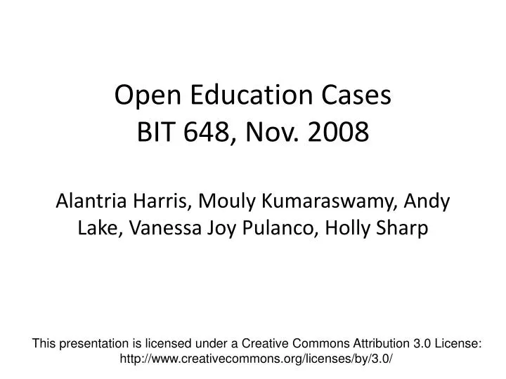 PPT - This presentation is licensed under a Creative Commons ...