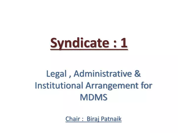 PPT - Syndicate : 1 PowerPoint Presentation, free download - ID:4428894