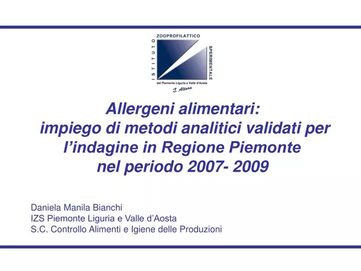 PPT - Daniela Manila Bianchi IZS Piemonte Liguria e Valle d’Aosta ...