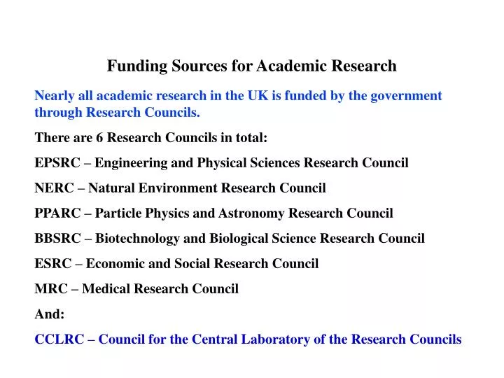 PPT - Funding Sources for Academic Research PowerPoint Presentation ...