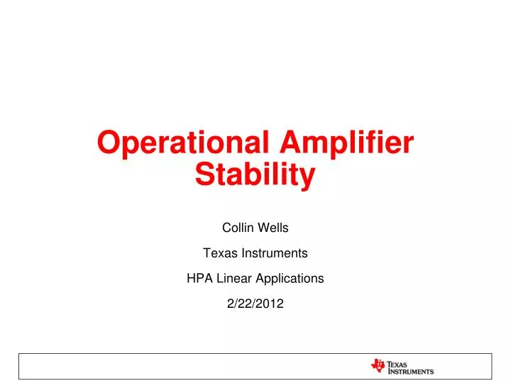 PPT - Operational Amplifier Stability PowerPoint Presentation, free ...