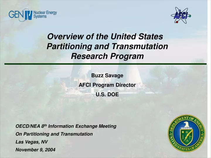 PPT - Overview of the United States Partitioning and Transmutation ...