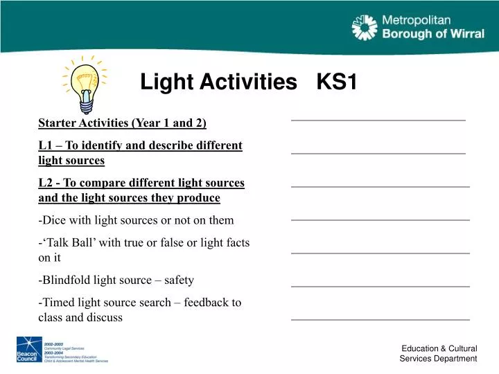 PPT - Light Activities KS1 PowerPoint Presentation, free download - ID ...