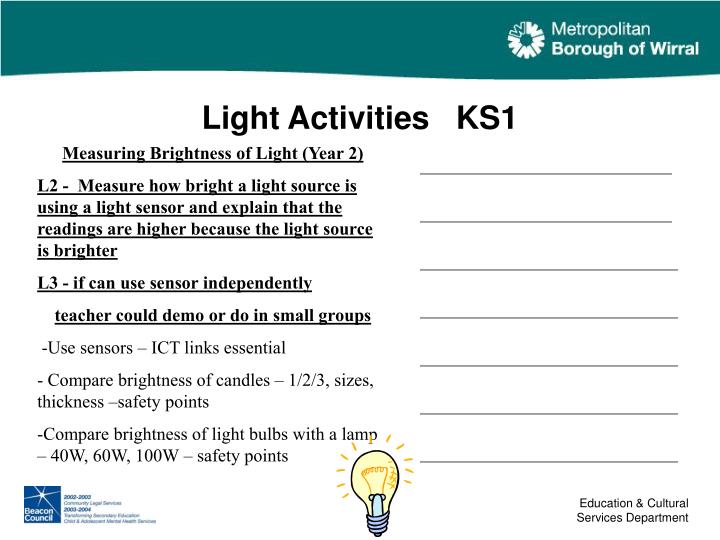 PPT - Light Activities KS1 PowerPoint Presentation - ID:4430717