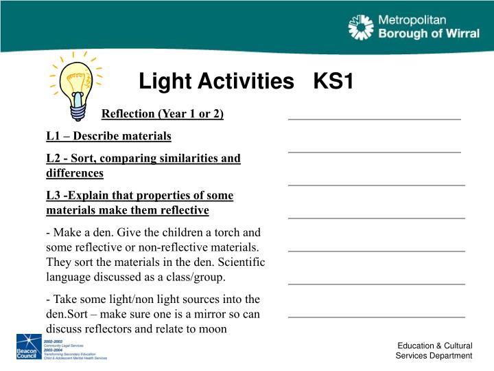 PPT - Light Activities KS1 PowerPoint Presentation - ID:4430717