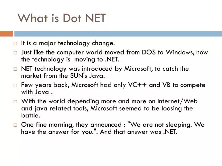 PPT - What is Dot NET PowerPoint Presentation, free download - ID:4431574