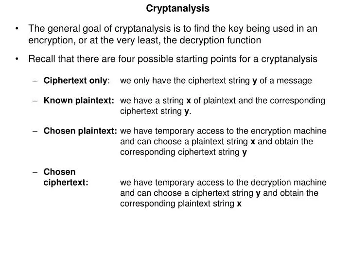 PPT - Cryptanalysis PowerPoint Presentation, free download - ID:4431612