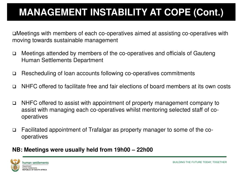 PPT - PORTFOLIO COMMITTEE PRESENTATION ON NEWTOWN HOUSING CO-OPERATIVE ...