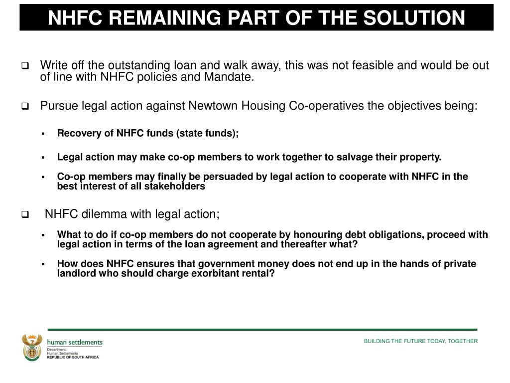 PPT - PORTFOLIO COMMITTEE PRESENTATION ON NEWTOWN HOUSING CO-OPERATIVE ...