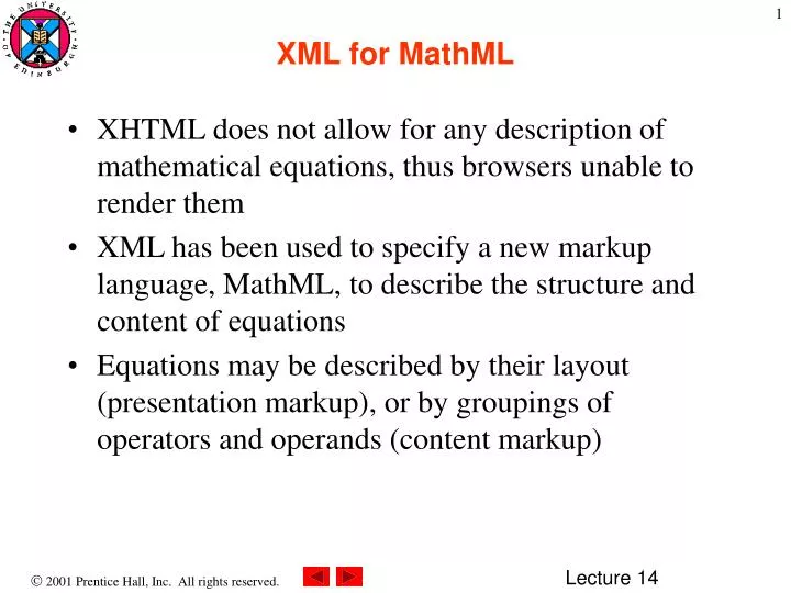 PPT - XML for MathML PowerPoint Presentation, free download - ID:4432154