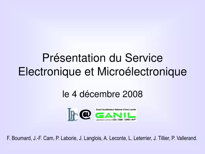 PPT - Présentation du Service Electronique et Microélectronique ...