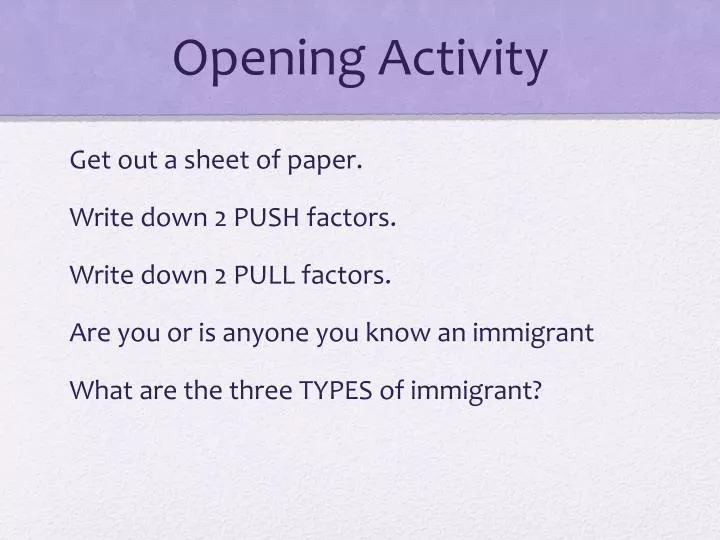 PPT - Opening Activity PowerPoint Presentation, free download - ID:4435066