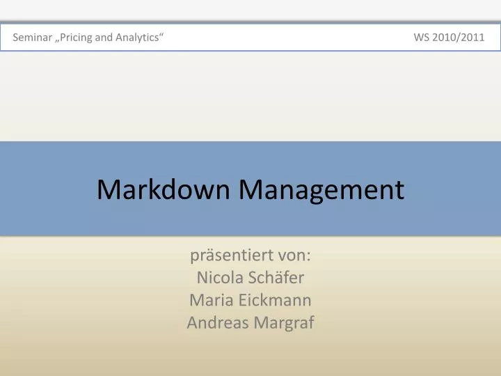 PPT - Markdown Management PowerPoint Presentation, free download - ID ...