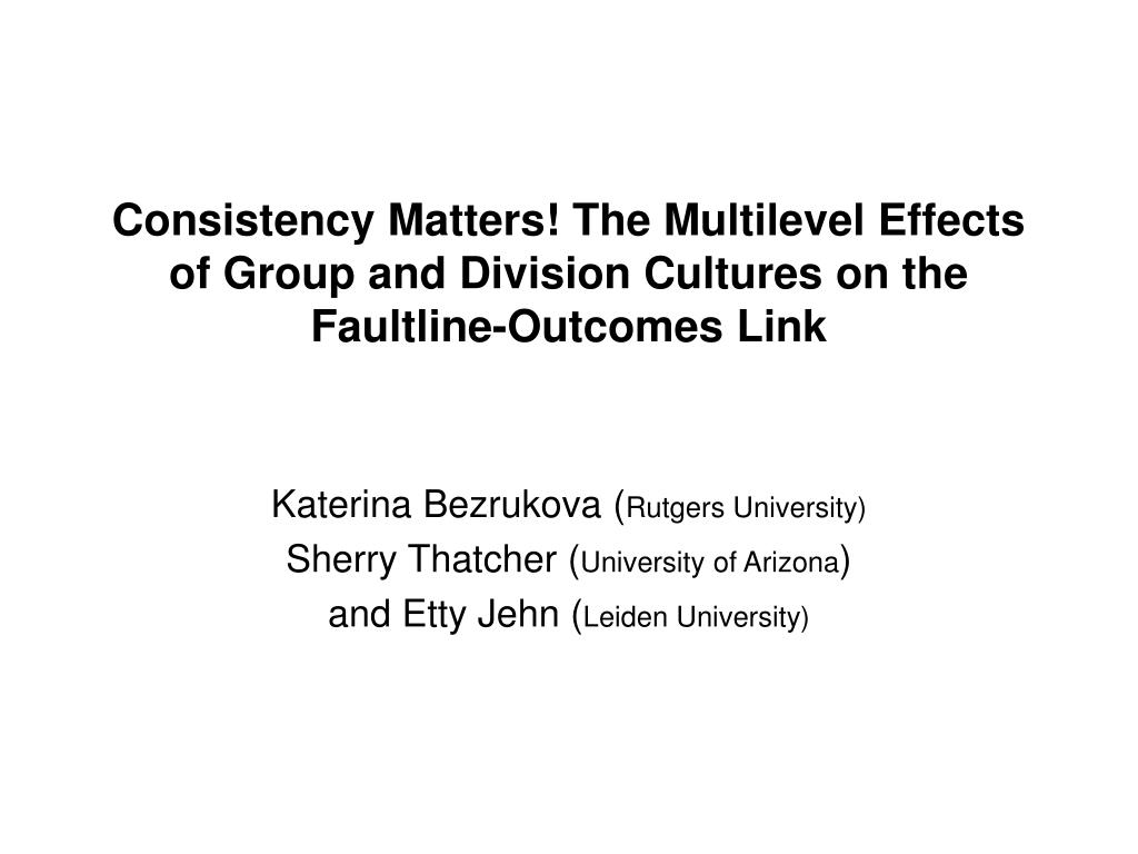 PPT - Katerina Bezrukova ( Rutgers University) Sherry Thatcher ...