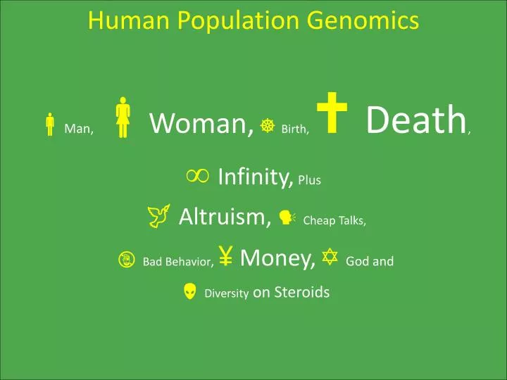 PPT - Human Population Genomics Man, Woman, Birth, Death , Infinity ...