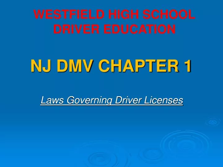 PPT - NJ DMV CHAPTER 1 PowerPoint Presentation, free download - ID:4440787