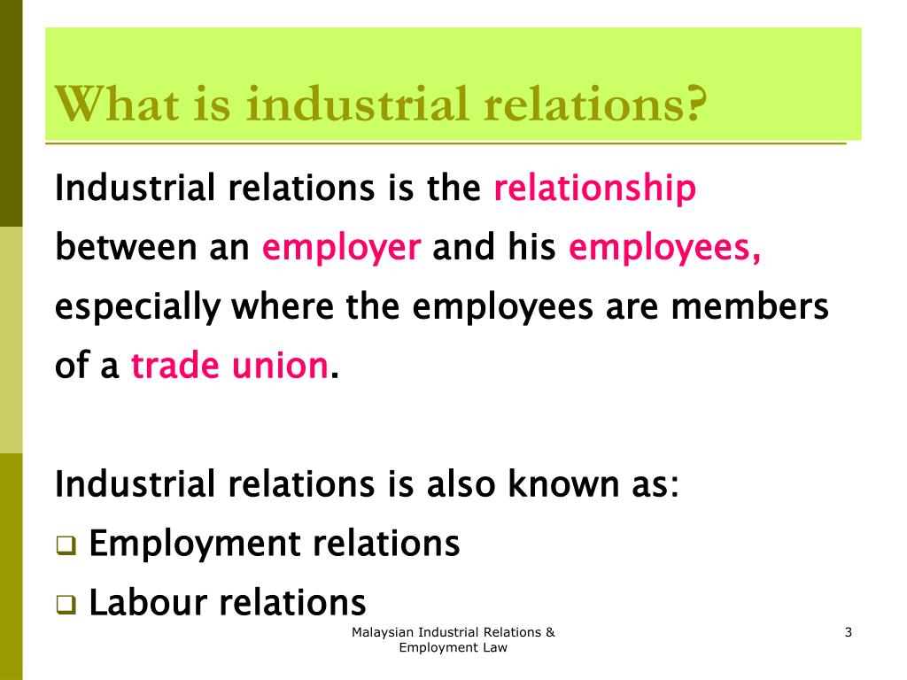 PPT - MALAYSIAN INDUSTRIAL RELATIONS & EMPLOYMENT LAW Author: Maimunah ...