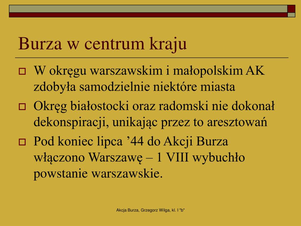 PPT - Akcja „Burza” oraz jej skutki militarne i polityczne PowerPoint ...
