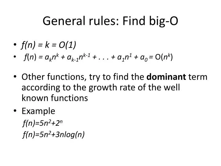 PPT - General rules: Find big-O PowerPoint Presentation, free download ...