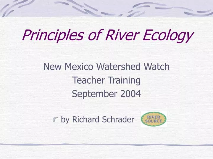 PPT - Principles of River Ecology PowerPoint Presentation, free ...