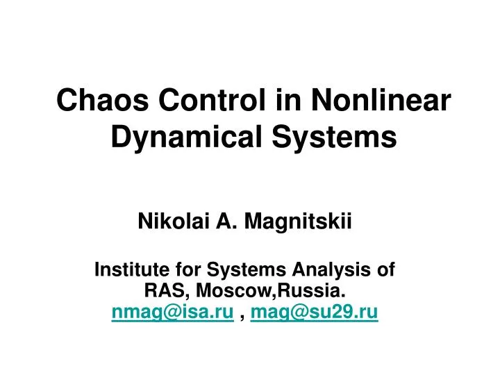 PPT - Chaos Control in Nonlinear Dynamical Systems PowerPoint Presentation - ID:4444423