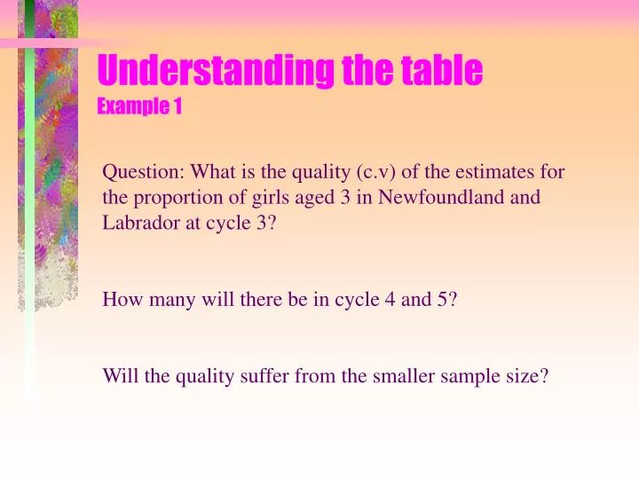 PPT - Understanding the table Example 1 PowerPoint Presentation, free ...