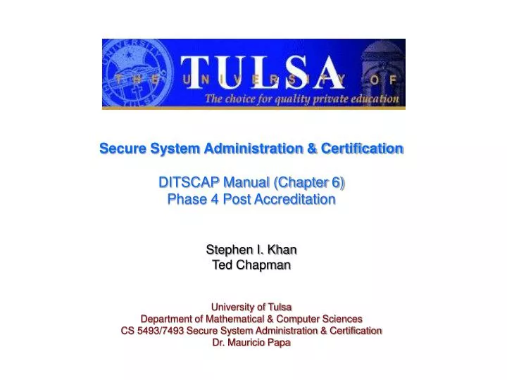 PPT - Secure System Administration & Certification DITSCAP Manual ...