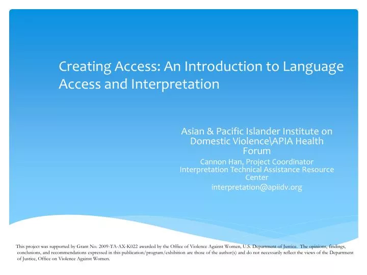 PPT - Creating Access: An Introduction to Language Access and ...