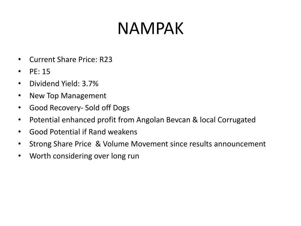 PPT - NAMPAK SA’s Leading Packaging Company PowerPoint Presentation ...