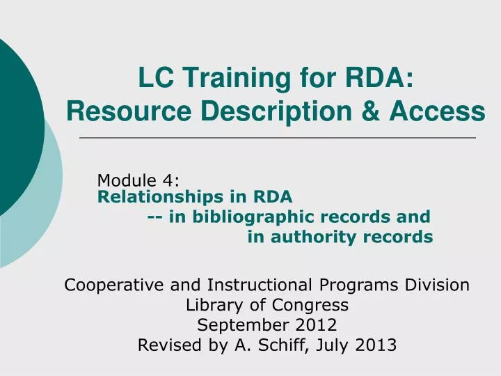 PPT - LC Training for RDA: Resource Description & Access PowerPoint ...