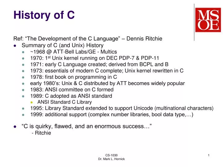 PPT - History of C PowerPoint Presentation, free download - ID:4450085