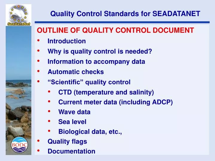 PPT - OUTLINE OF QUALITY CONTROL DOCUMENT Introduction Why is quality ...