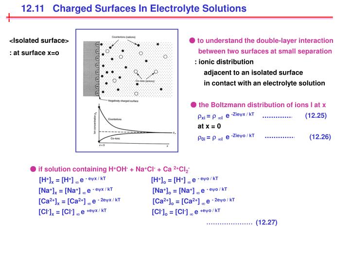 PPT - 12.1 The charging of surfaces in liquids : The electric ‘Double ...