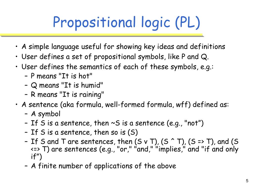 PPT Propositional Logic First Order Logic Based On Russell And Norvig 