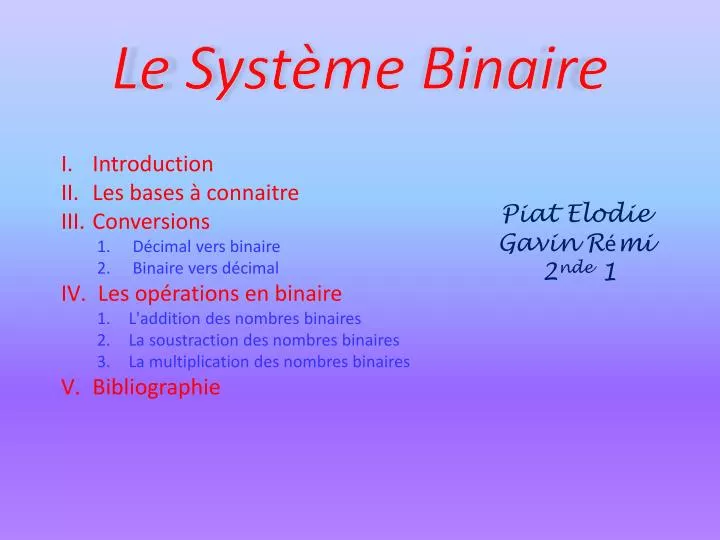PPT - Le Système Binaire PowerPoint Presentation, free download - ID ...