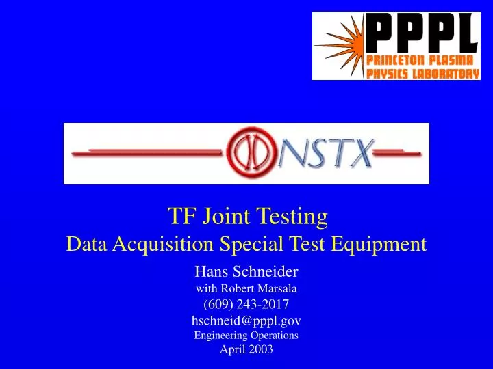 PPT - TF Joint Testing Data Acquisition Special Test Equipment ...