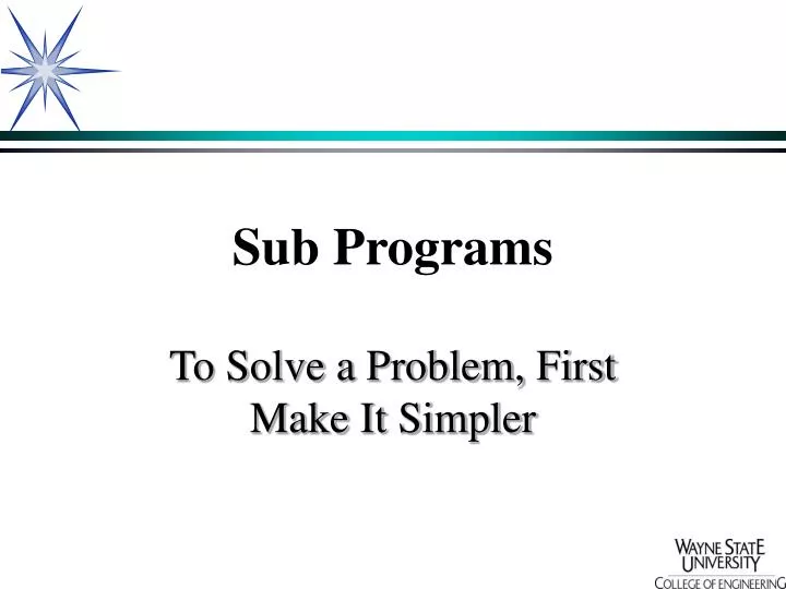 PPT - Sub Programs PowerPoint Presentation, free download - ID:4454079